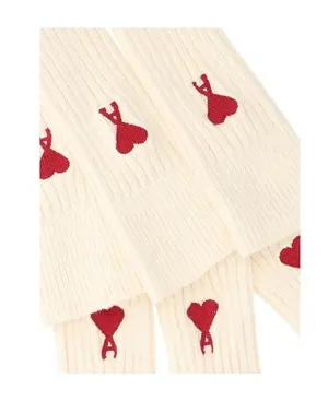 AMI Paris De Coeur Logo Embroidered Ribbed 3-pack Socks