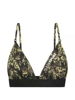 PLEIN SPORT Roar Tiger-print Triangle Bra - Green