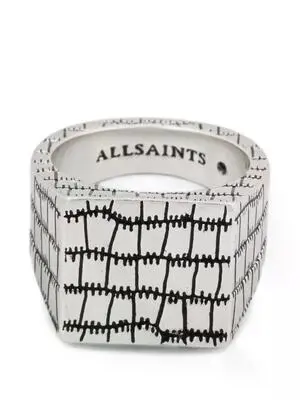 ALLSAINTS Etched Signet Rings - Silver
