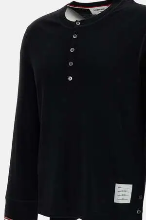 Thom Browne Maglia Henley Girocollo In Misto Lana E Costine