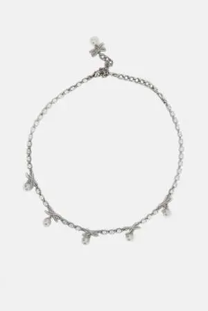 SELF-PORTRAIT Collana Con Fiocchi Di Cristalli E Perle - Argento