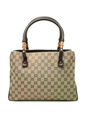Gucci 2000-2015 Gg Canvas Bamboo Tote Bag - Neutrals