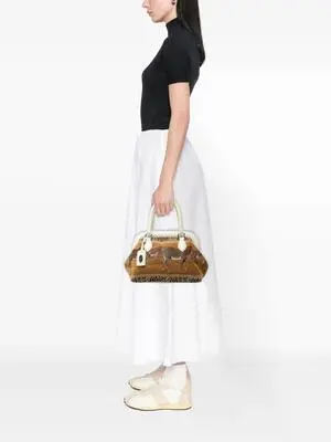 Fendi 2000-2010 Tapestry Canvas Selleria Doctors Frame Handbag