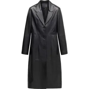 Mango Peak Lapel Leather Coat