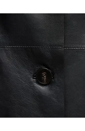 Mango Peak Lapel Leather Coat