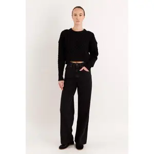 OROLAY Cropped Knit Sweater - Black