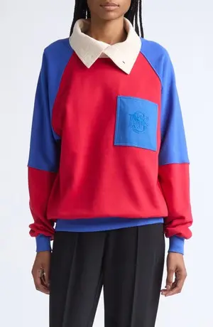 Stella McCartney Smc Crest Panel High Neck Sweatshirt - Blue/red
