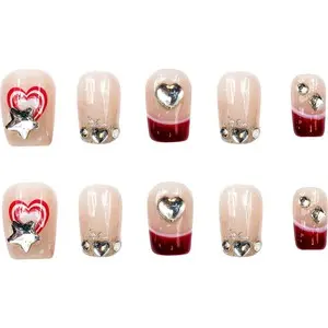 3H NAILS 3h Luxury Hand Made Press On Nails-ruby Bow Charm