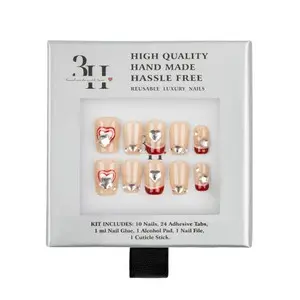 3H NAILS 3h Luxury Hand Made Press On Nails-ruby Bow Charm