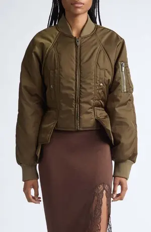 Balmain Nylon Signature Bomber Jacket - A90 Olive