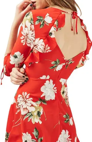 Topshop Ruffle Floral Tea Dress