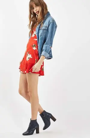 Topshop Ruffle Floral Tea Dress