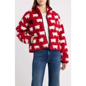 ROWING BLAZERS Sheep High-pile Fleece Full Zip Sweatshirt - Red
