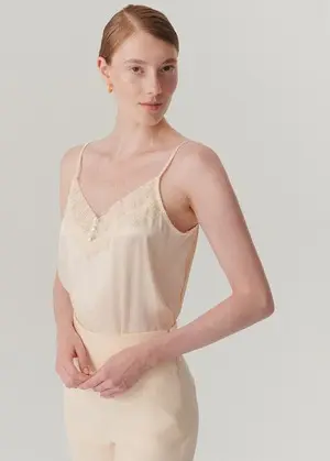 EXQUISE Adalynn Spaghetti Strap Blouse - Bone