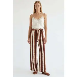 EXQUISE Striped Wide Leg Regular Pants