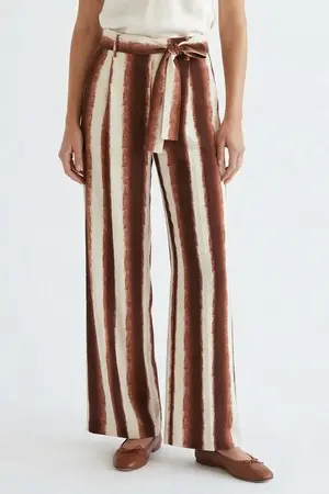 EXQUISE Striped Wide Leg Regular Pants