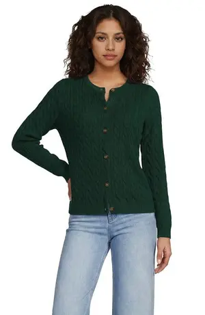 LANDS' END Drifter Cable Cardigan Sweater - Pine