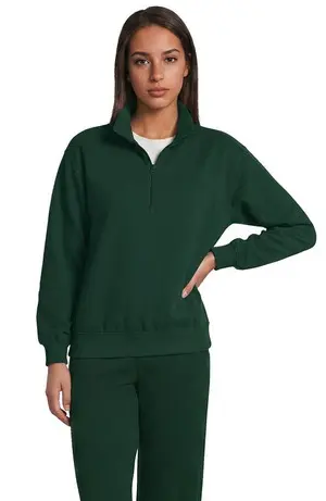 LANDS' END Serious Sweats Relaxed Quarter Zip Pullover Sweatshirt - Pine
