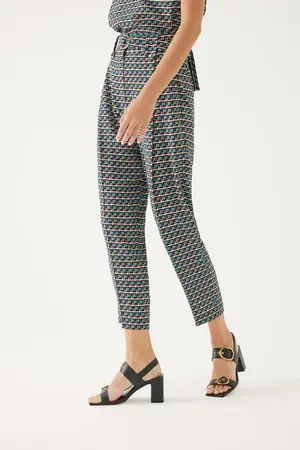 EXQUISE Mixed Print Ankle Length Pants