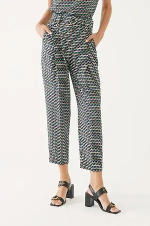 EXQUISE Mixed Print Ankle Length Pants