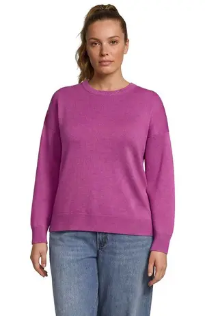 LANDS' END Plus Size Drifter Classic Cable Sweater Soft Raspberry Heather
