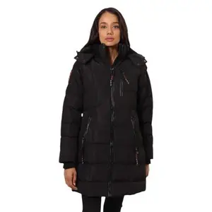 CANADA WEATHER GEAR High Pile Fleece Lined Hood Quilted Puffer Coat - Black