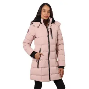 CANADA WEATHER GEAR High Pile Fleece Lined Hood Quilted Puffer Coat Blush