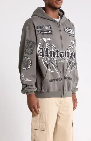 PACSUN Untamed Embroidered Zip Hoodie