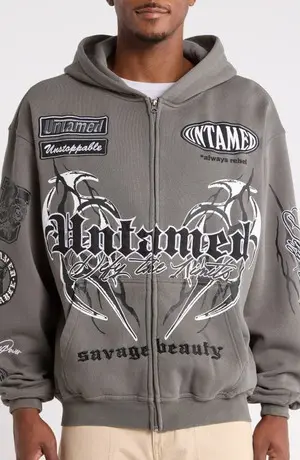 PACSUN Untamed Embroidered Zip Hoodie