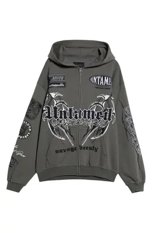 PACSUN Untamed Embroidered Zip Hoodie