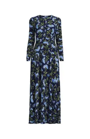 LANDS' END Silky Knit Ruched Maxi Dress - Deep Sea/blue Hydrangea
