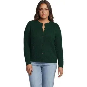 LANDS' END Drifter Jacquard Cardigan Sweater - Pine