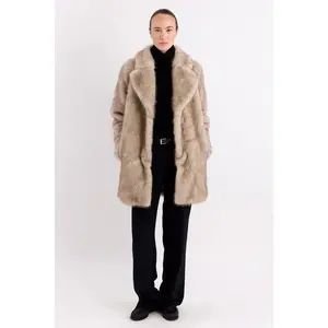 OROLAY Mid-length Faux Fur Coat - Beige