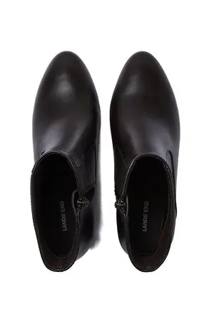 LANDS' END Essential Leather Block Heeled Boots - Coffee Bean