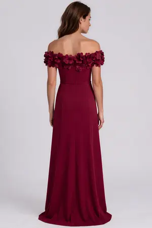 Rene Ruiz Collection Off The Shoulder Crepe Gown