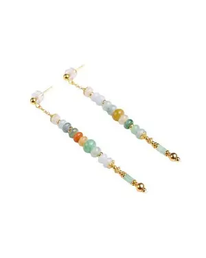 SEREE Mosaic Birdie Tricolor Jade Drop Earrings