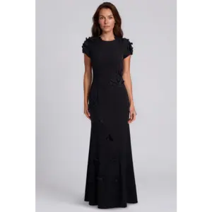 Rene Ruiz Collection High Neck Crepe Gown - Black
