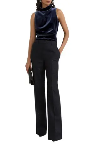 REISS Remi Velvet Funnel Neck Top - Gold