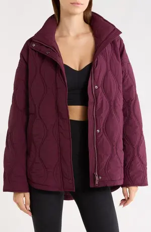 Beyond Yoga Roam Water Repellent Quilted Jacket - Cabernet