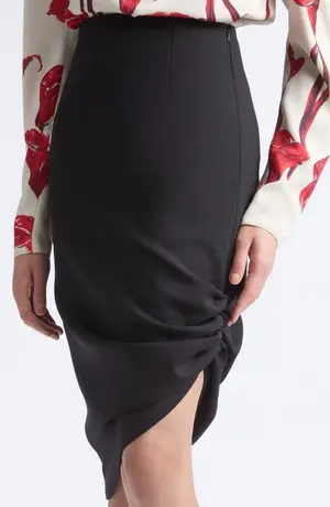 Carolina Herrera Asymmetrical Stretch Wool Skirt