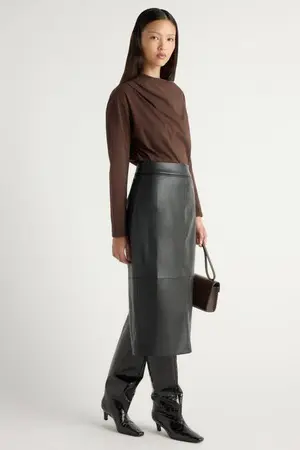 Modern Citizen Briony Back-slit Vegan Leather Skirt
