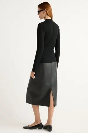 Modern Citizen Briony Back-slit Vegan Leather Skirt