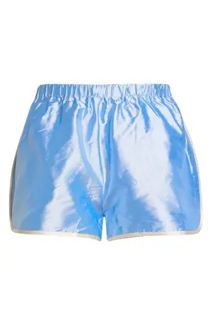 Donni. The Silk Taffeta Racer Stripe Shorts - Cloud