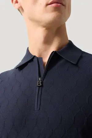 Bogner Maxim Knitted Polo Shirt - Navy Blue
