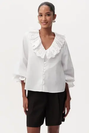 EXQUISE Bibiane Broderie Embroidered Blouse