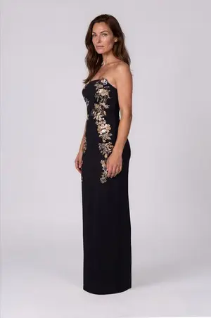 Rene Ruiz Collection Strapless Crepe Column Gown
