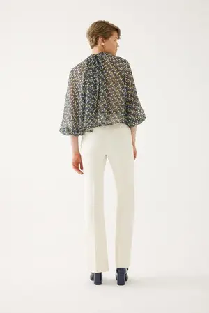 EXQUISE Printed Mock Neck Blouse