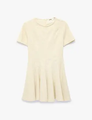 Koton Floral Textured Mini Flared Dress - Ecru
