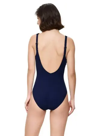 GOTTEX Modern Lux Scoop Neck One Piece Swimsuit - Black