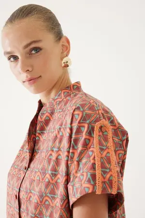 EXQUISE Belt Sleeve Shirt